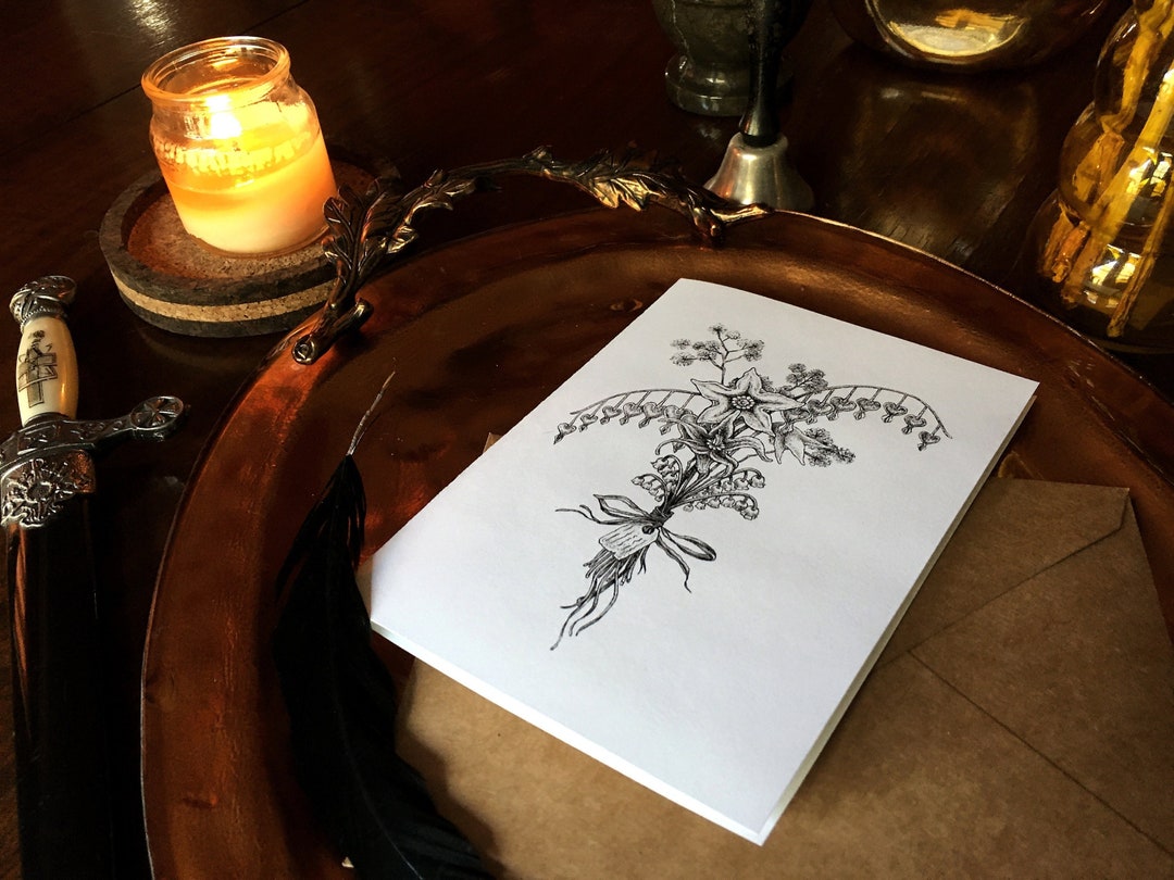 Poison Bouquet — Gothic Valentine Card — Poisonous Flowers Ink — Horror ...