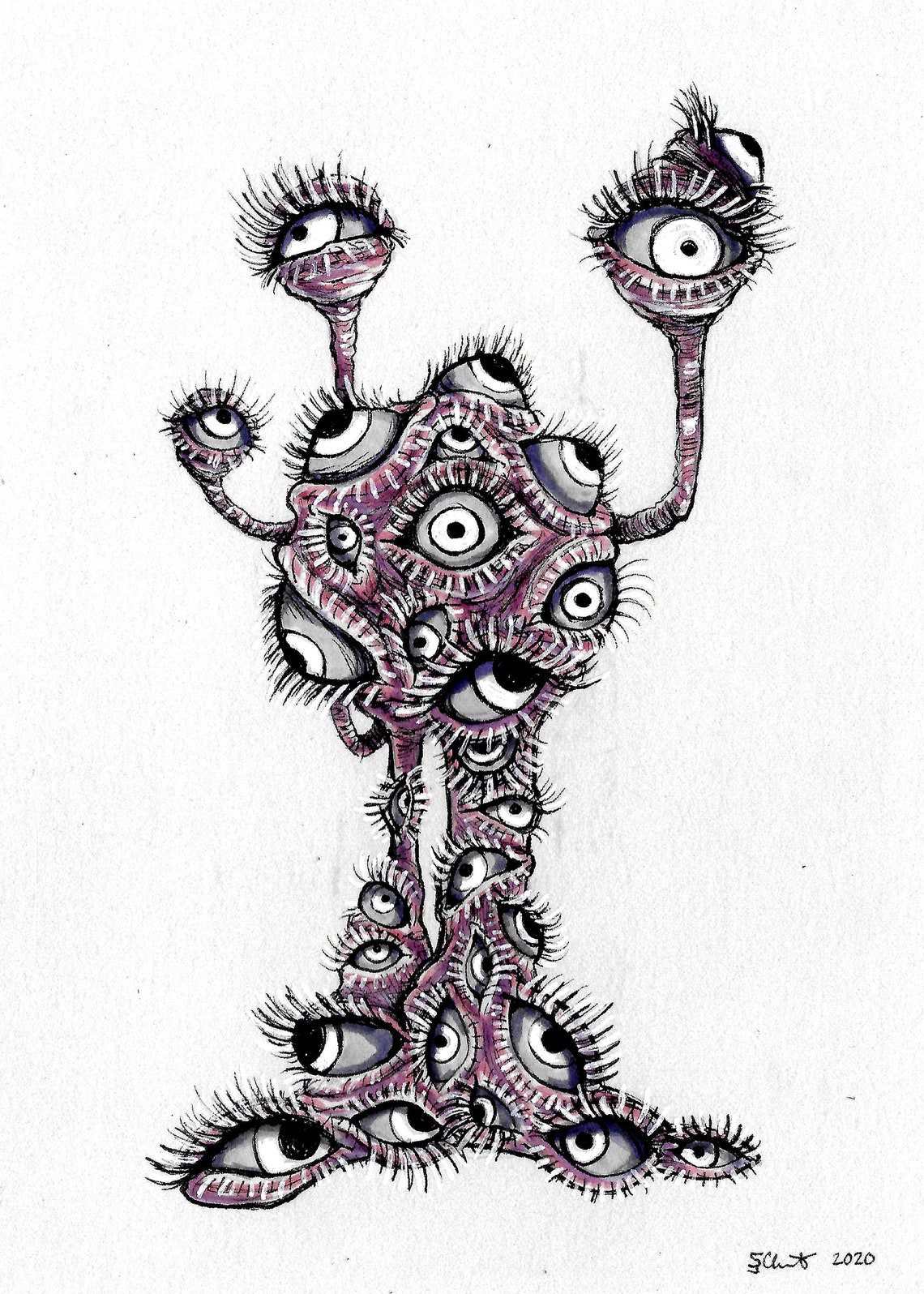 Eyes Original Monster Art Alien Drawing Horror | Etsy