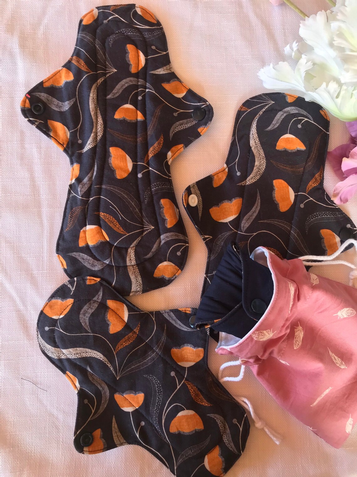 Starter Pack Organic Cotton Reusable Pads; Reusable Sanitary Towels ...