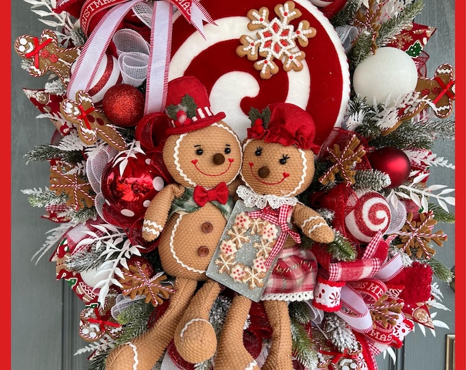 Christmas Wreath, Gingerbread Christmas Wreath, Peppermint Gingerbread ...