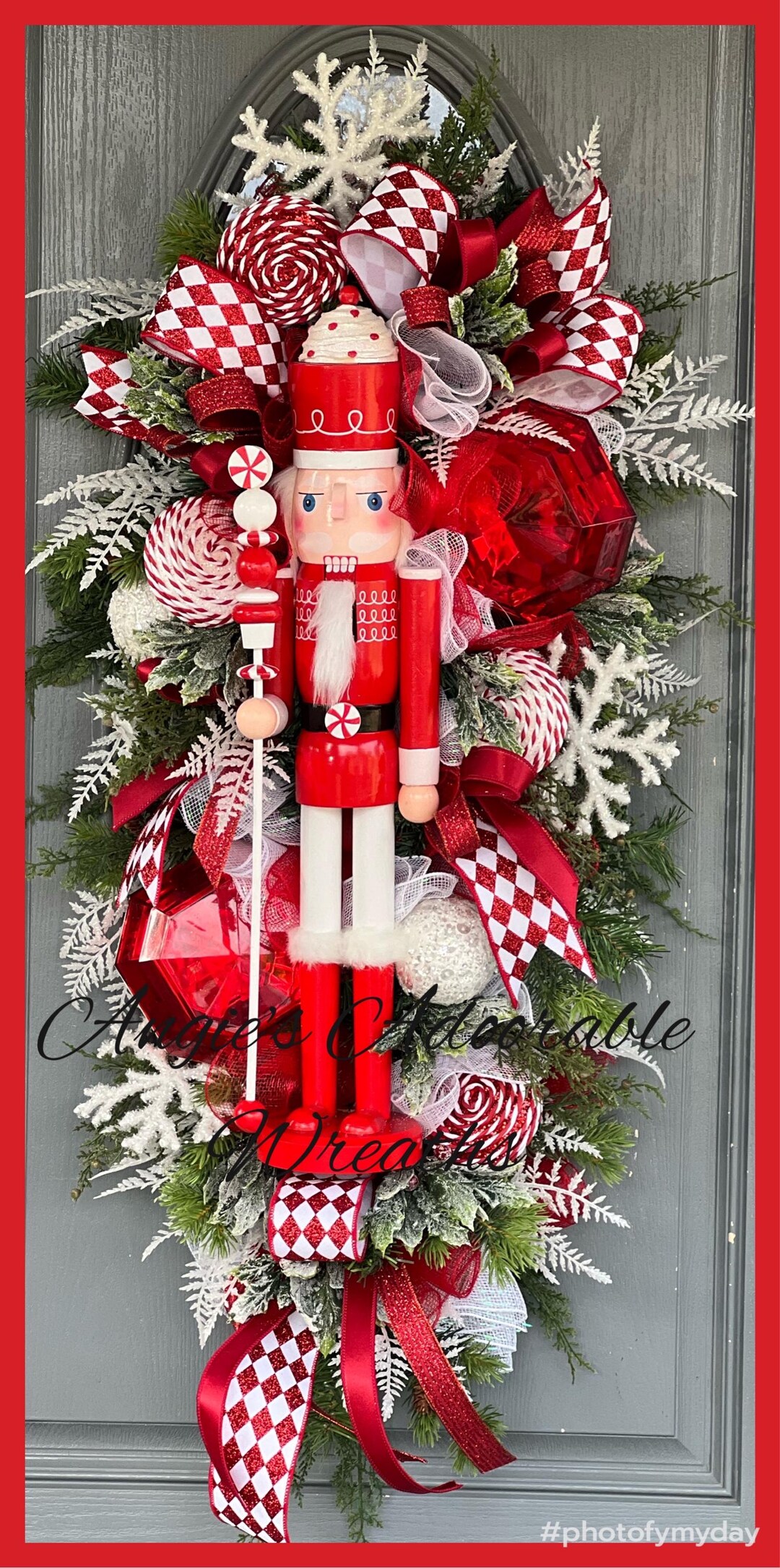 Peppermint Nutcracker Christmas Wreath , Christmas Nutcracker Wreath ...