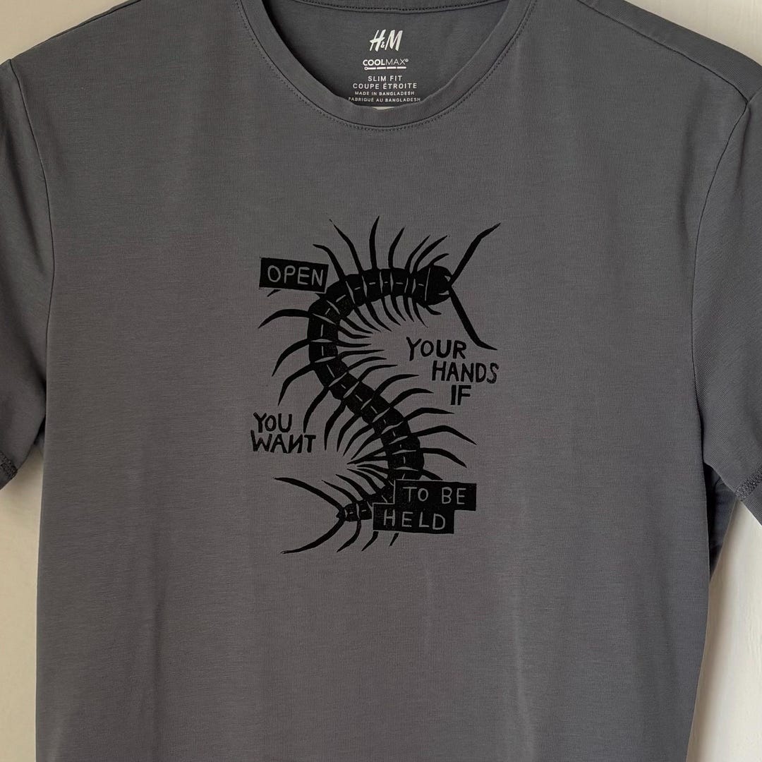 To Be Held Centipede Size SIZE S Linocut Printed T-shirt - Etsy