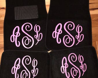 Circle Initial Monogram Custom Color Car Mats Personalized - Etsy
