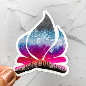 Campfire Pink Sunset Sky Sticker Decal - Vinyl, RV Decal Car Decal ...