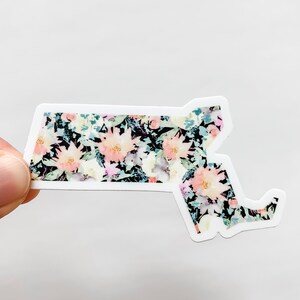 Massachusetts State Floral Black Sticker Decal - Vinyl, RV Car Laptop ...