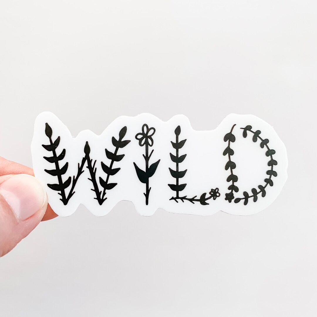 Wild Floral Letters Hand Lettered Black Sticker Decal - Vinyl, RV Car ...