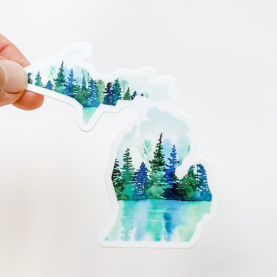 Michigan State Lake Reflection Sticker Decal Vinyl RV Car | Etsy