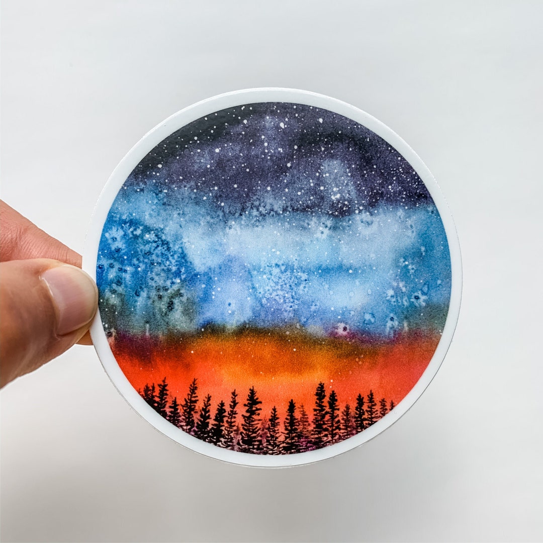 Forest Night Sky Sticker Decal - Vinyl Sticker RV Car Laptop Water ...