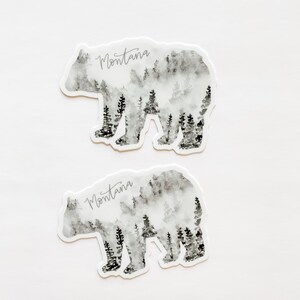 Montana State Forest Bear Black Sticker Decal - Vinyl RV Car Laptop ...