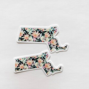 Massachusetts State Floral Black Sticker Decal - Vinyl, RV Car Laptop ...