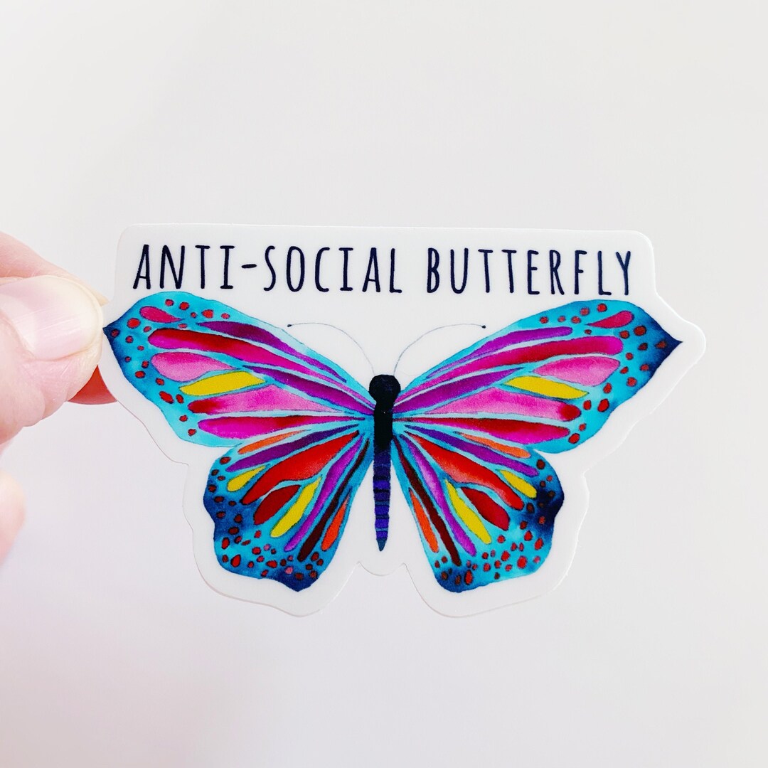 Antisocial Butterfly Sticker Decal - Vinyl Sticker RV Car Laptop Water ...