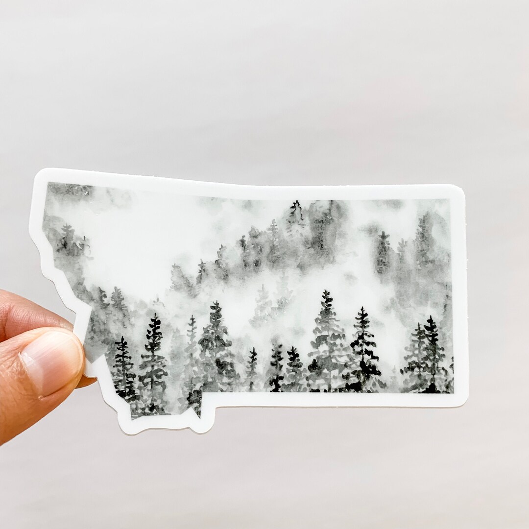 Montana State Forest Black Sticker Decal - Vinyl Sticker, RV Car Laptop ...