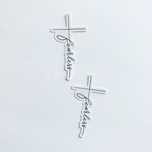 Fearless Cross Hand Lettered Sticker Decal - Vinyl, RV Car Laptop State ...