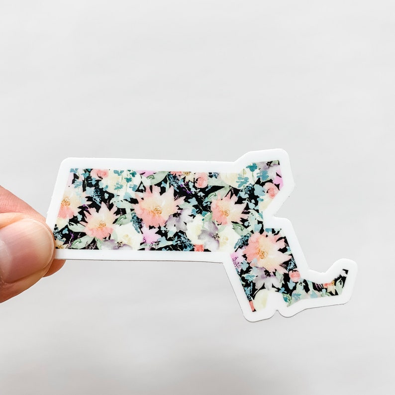 Massachusetts State Floral Black Sticker Decal Vinyl RV Car - Etsy