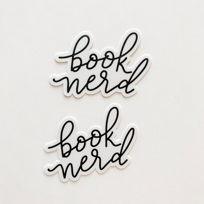 Book Nerd Sticker Decal hand lettered vinyl RV car laptop | Etsy