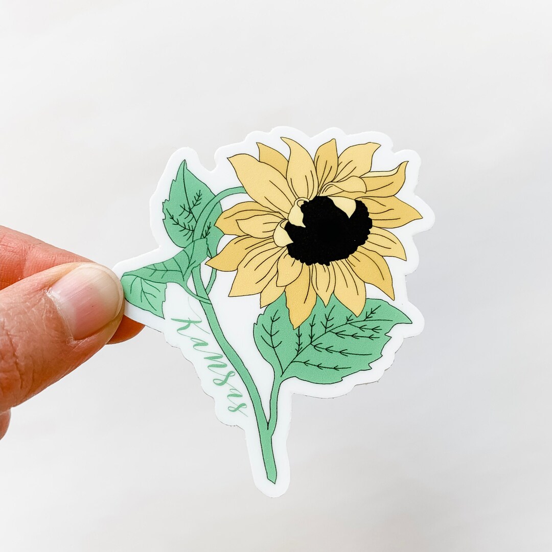 Kansas State Sunflower Sticker Decal Vinyl, RV Car Laptop Home State ...