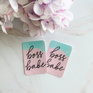 Boss Babe Pink Green Sticker Decal - Hand Lettered, Vinyl RV Car Laptop ...