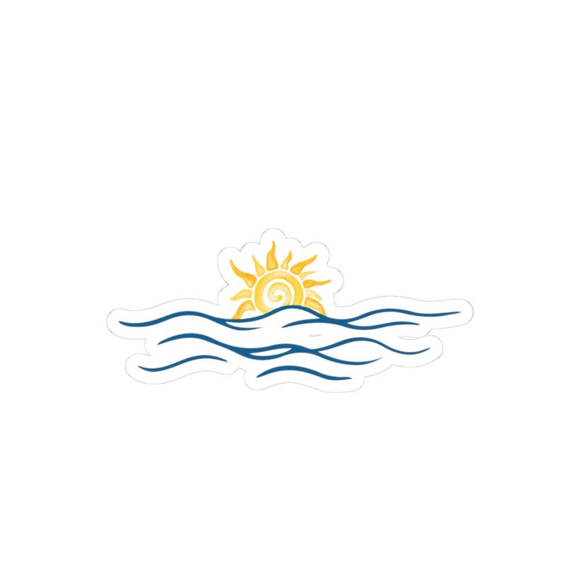 Coastal Bachelorette Sticker, Sun & Wave Design, Beach Party Favor ...