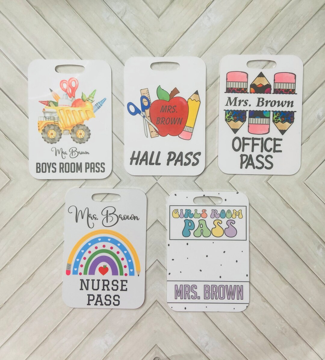 Personalized Classroom Pass Set Classroom Decor Boys Room - Etsy