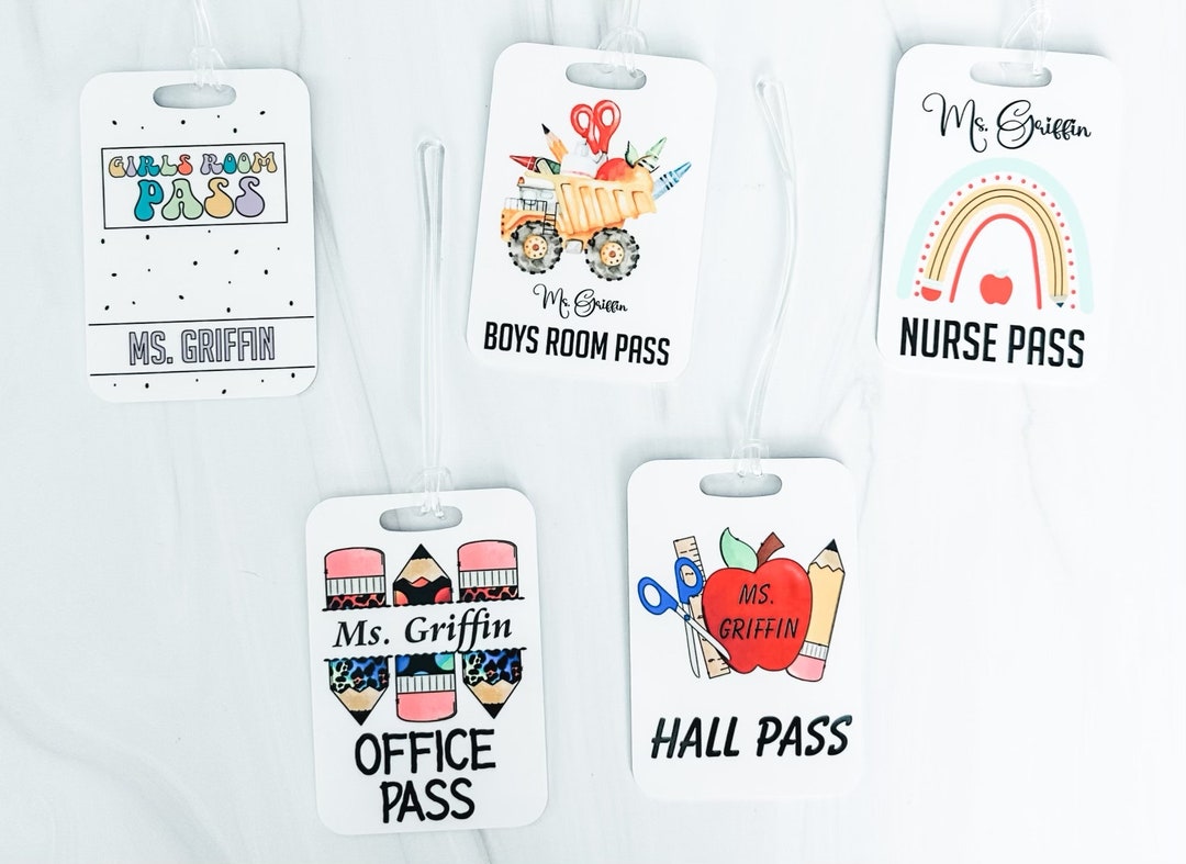 Personalized Classroom Pass Set - Classroom Decor - Boys Room Pass ...