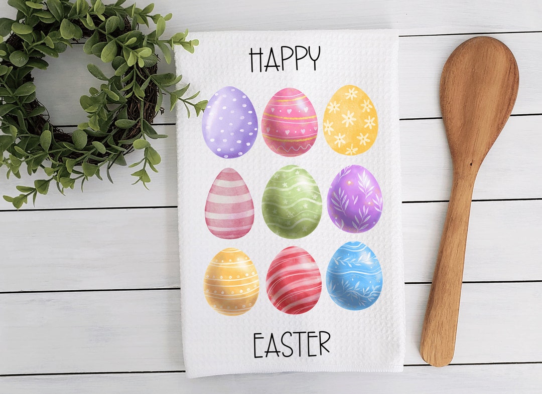 Happy Easter Kitchen Towel Easter Eggs Towel 3x3 Easter Eggs Towel ...