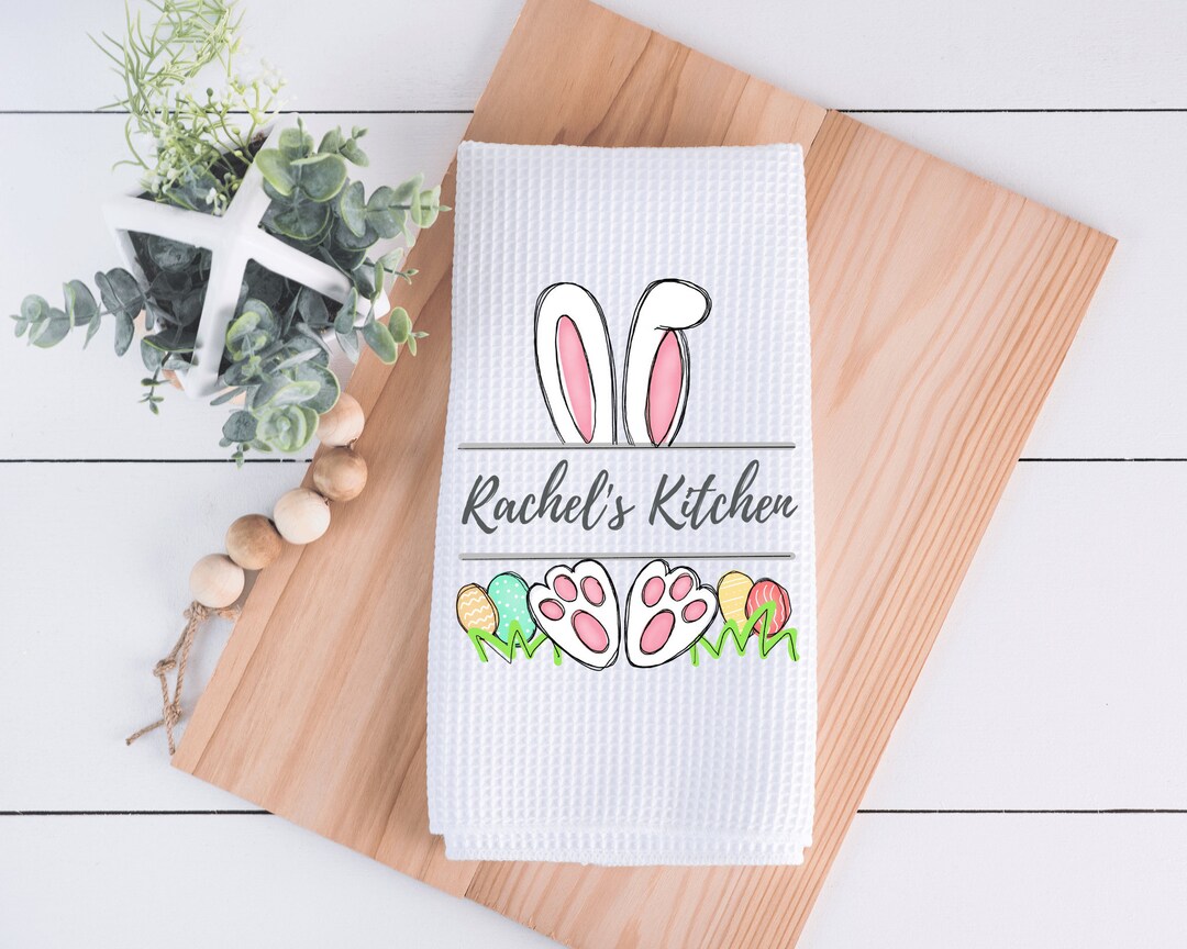 Personalized Easter Kitchen Towel Easter Bunny Kitchen Decor Hand Towel ...