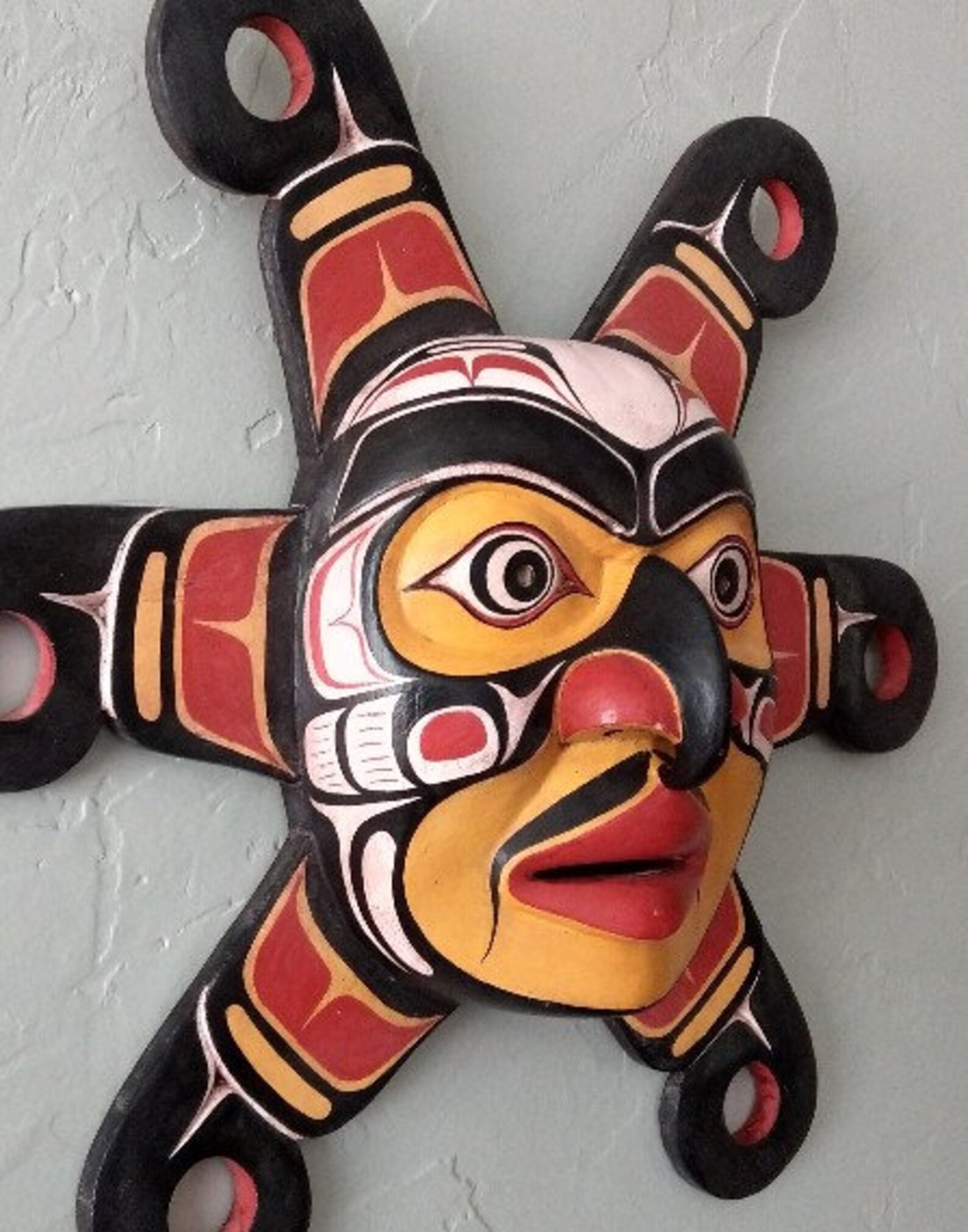 Sun Spirit Mask Pacific Northwest Tribal Ceremonial Mask. Hand Carved ...