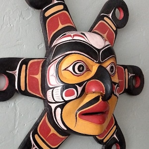 Sun Spirit Mask Pacific Northwest Tribal Ceremonial Mask. Hand Carved ...