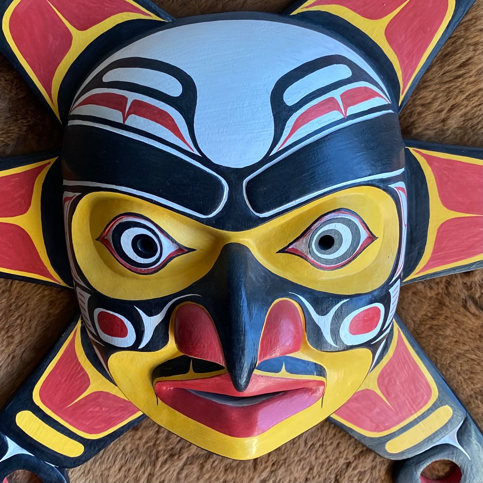Sun Spirit Mask Pacific Northwest Tribal Ceremonial Mask. Hand Carved ...