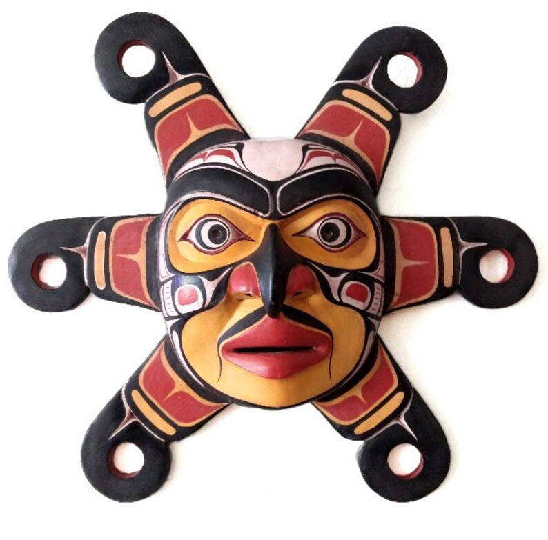 Sun Spirit Mask Pacific Northwest Tribal Ceremonial Mask. Hand | Etsy