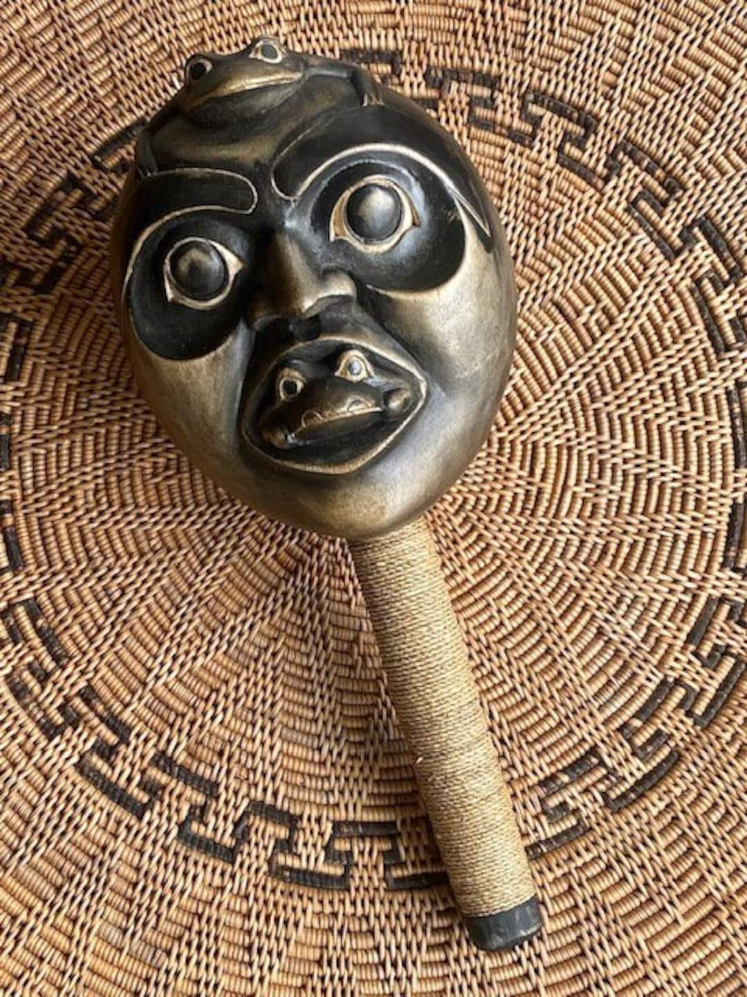 Two Frogs Rattle "an Eruption of Magic" Hand Carved, Hand Painted Wood ...