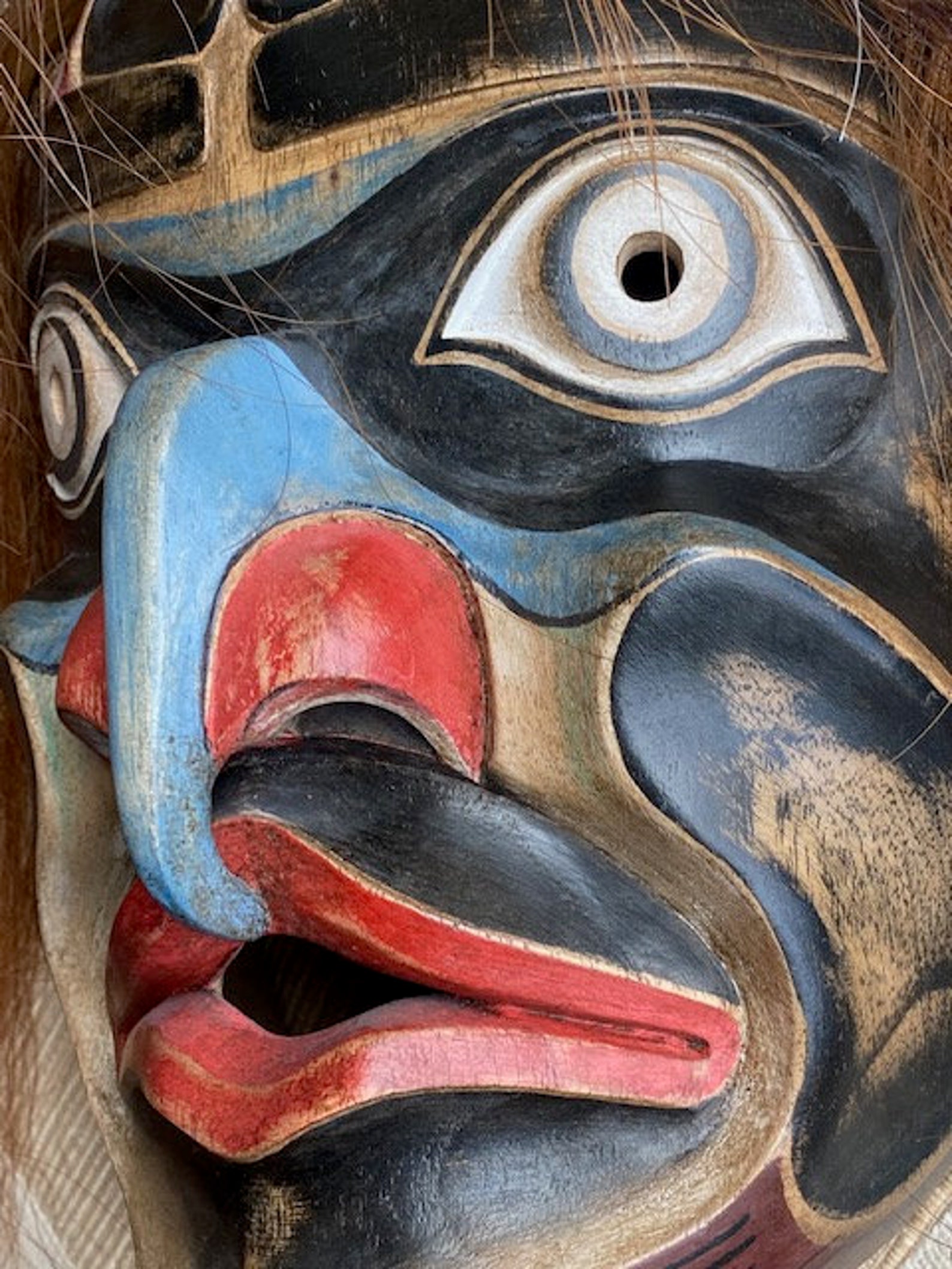 Hawk Spirit Mask With Hair | Hand-carved | Pacific Northwest Tribal ...