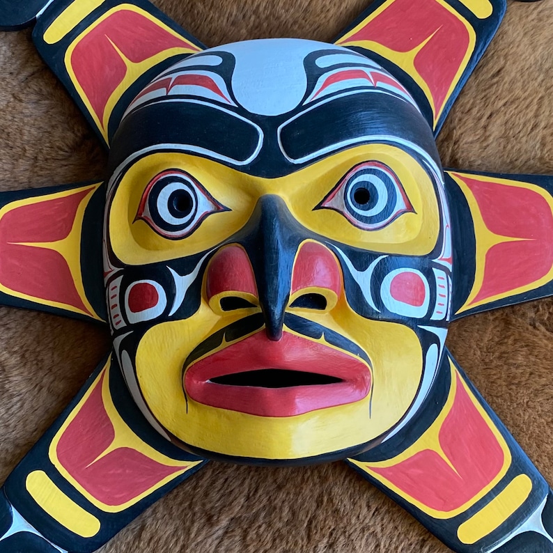 Sun Spirit Mask Pacific Northwest Tribal Ceremonial Mask. Hand - Etsy