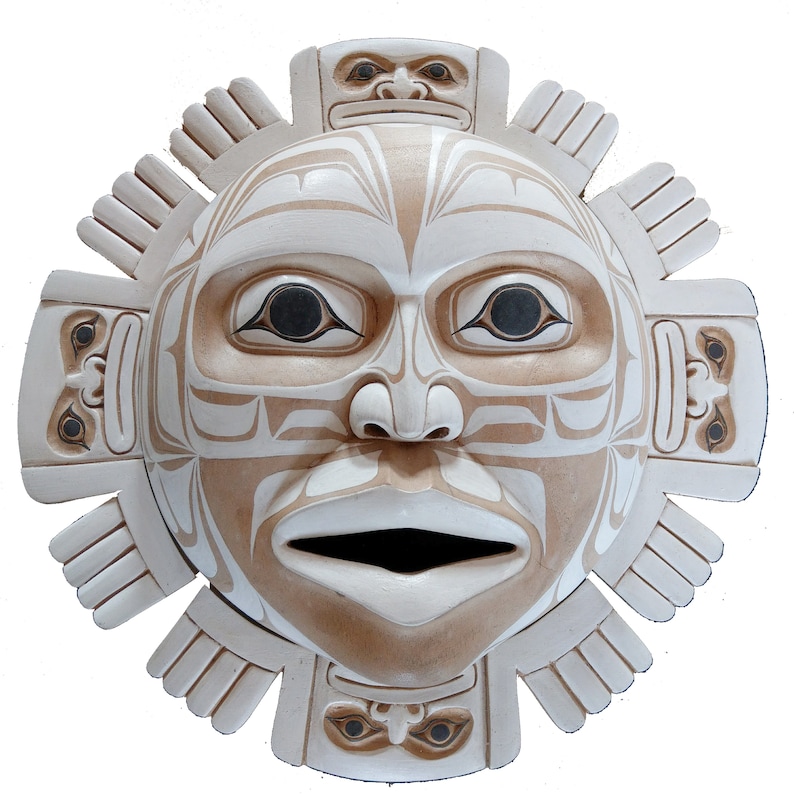 Moon Spirit Mask | Pacific Northwest Tribal Style | Hand Carved Hand ...