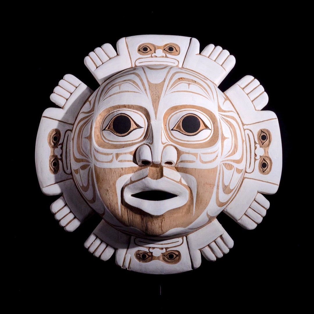 Moon Spirit Mask | Pacific Northwest Tribal Style | Hand Carved Hand Painted | "lunar Eclipse ...