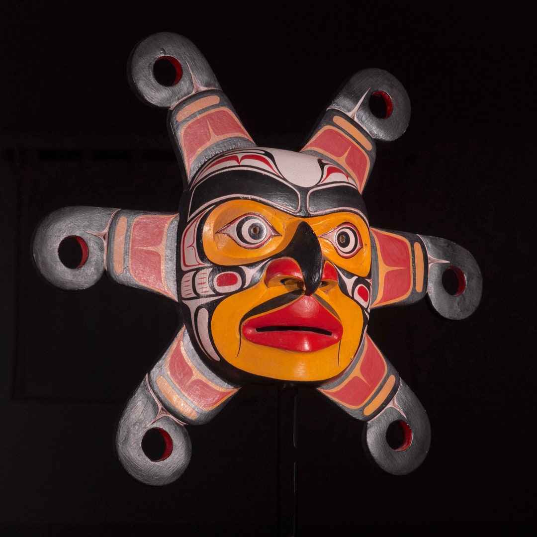 Sun Spirit Mask Pacific Northwest Tribal Ceremonial Mask. Hand Carved ...