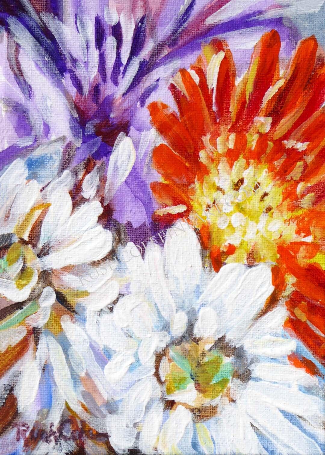 GERBERA DAISIES Acrylic on Canvas Panel Floral Painting Flower Art ...