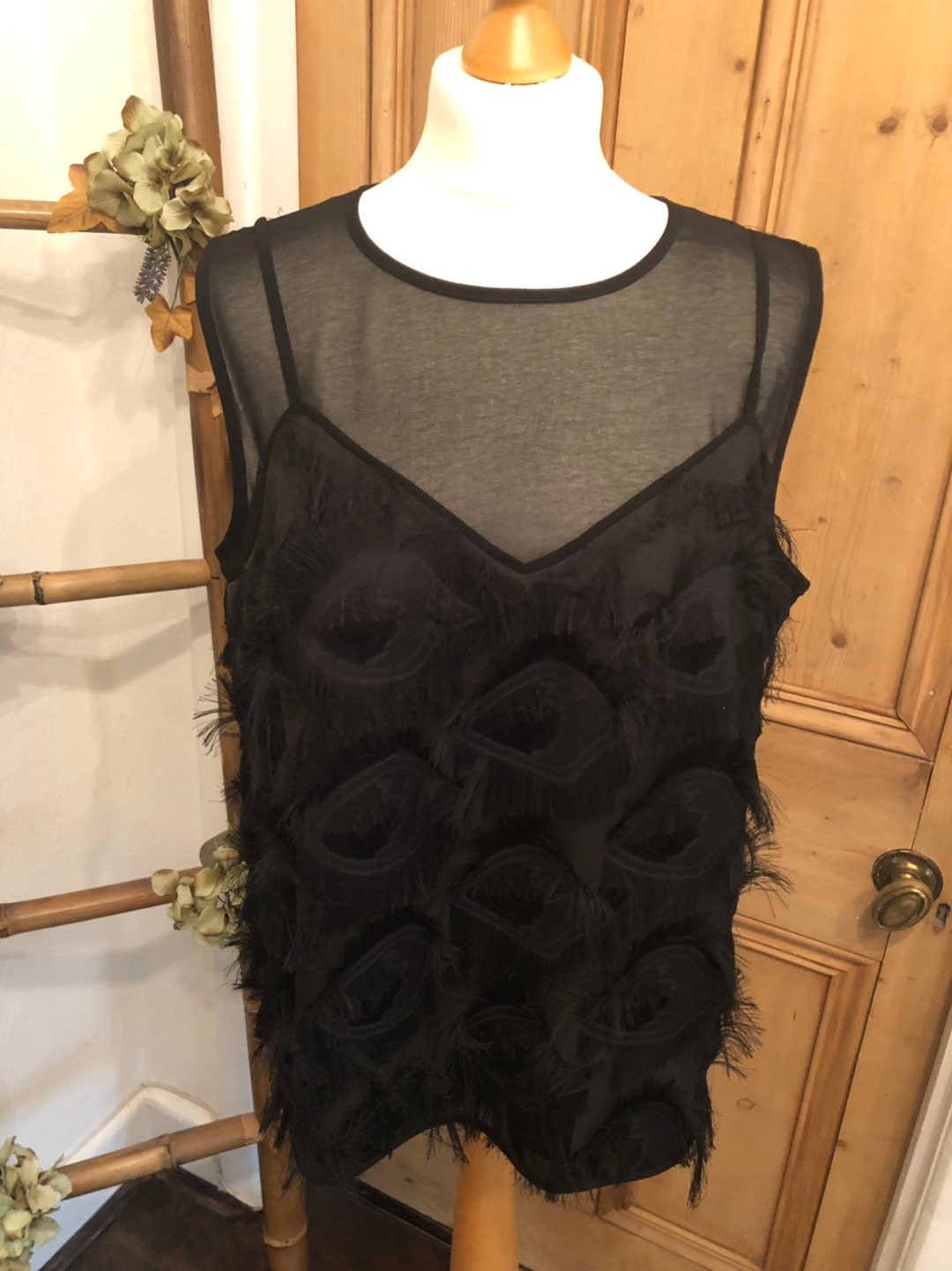 Gorgeous Vintage Inspired Peacock Feather Top UK Size 14 - Etsy