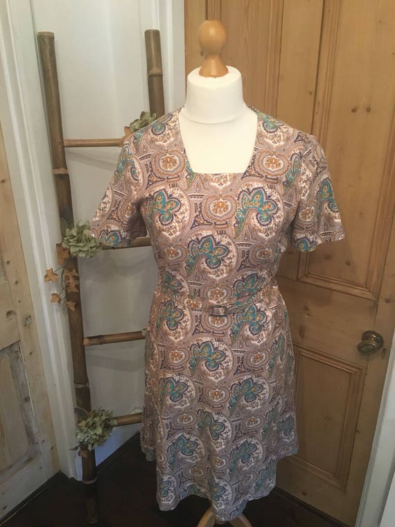 Gorgeous Vintage Paisley Print Dress by Riddella UK Size 14 | Etsy UK
