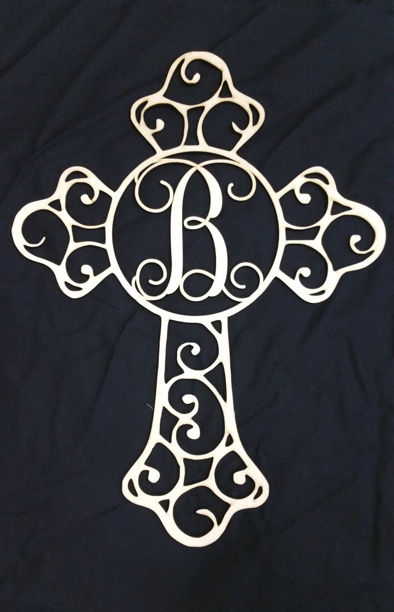 Filigree Cross with vine monogram letter | Etsy