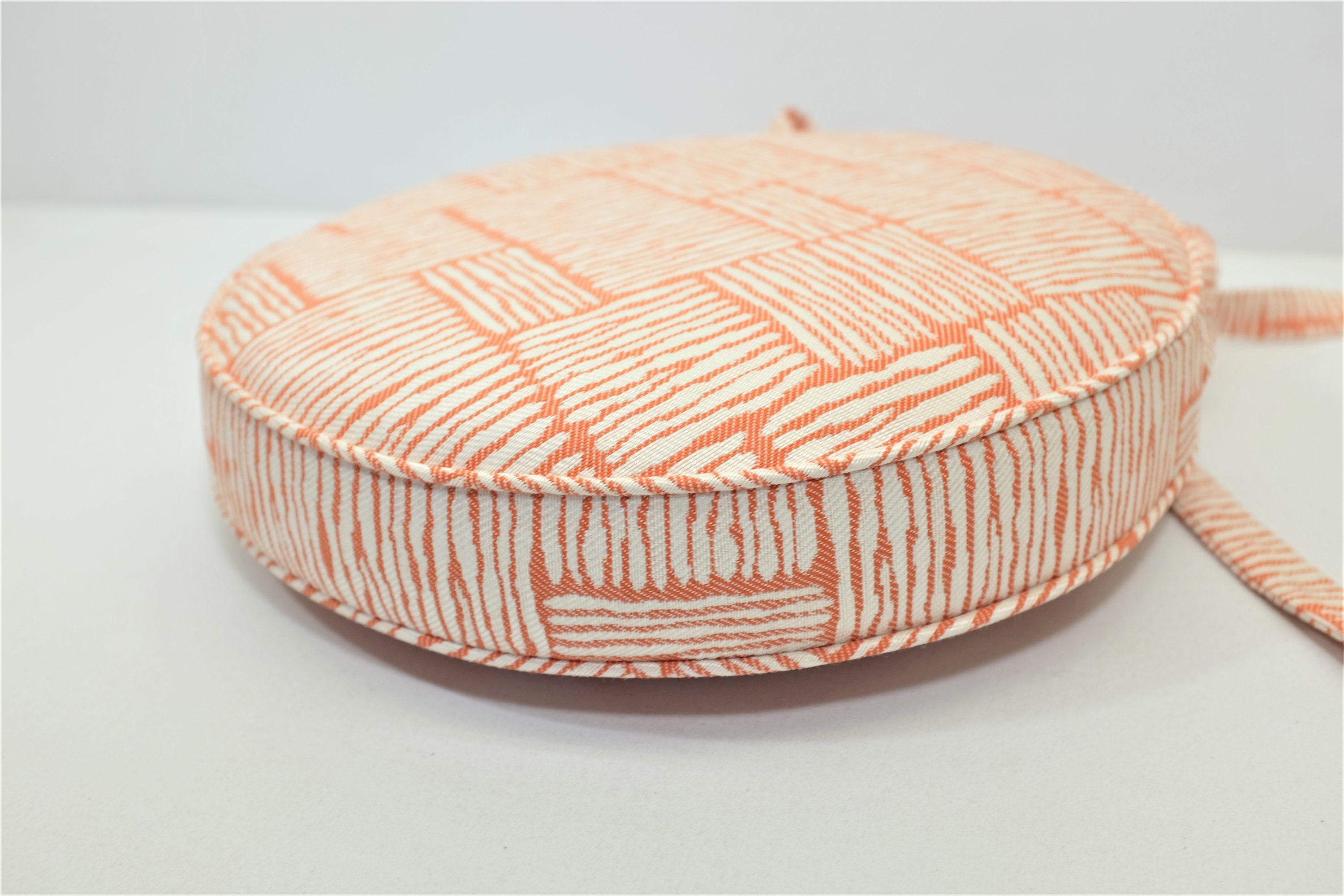 Set of Round Seat Cushions - Foam Insert Included - Orange and White ...