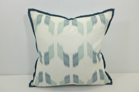 Pillow Cover Teal and Peacock Embroidery with contrast | Etsy