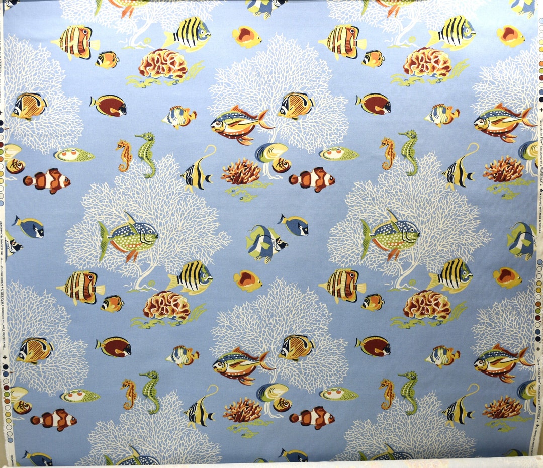 Fabric by the Yard - Fish Print - Go With the Flow, an Authentic ...