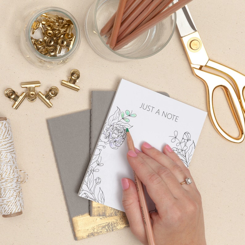 Coloring Notepad, Coloring Book, Coloring Gift, Stationery Gift, Floral ...