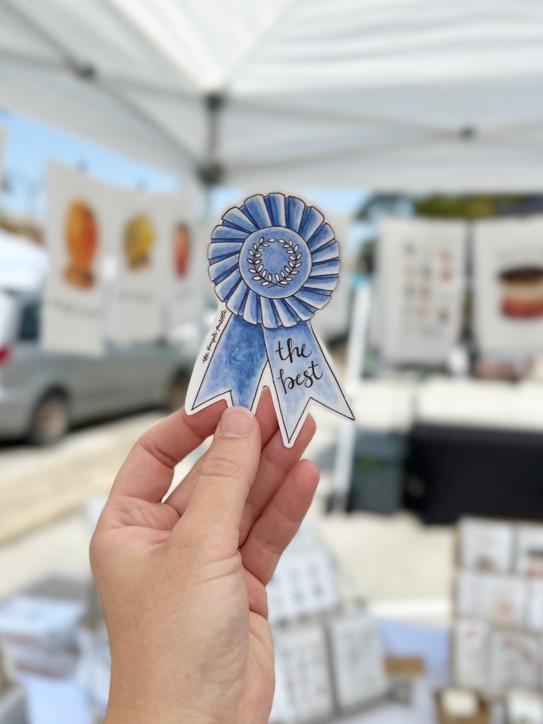 Blue Ribbon Vinyl Sticker - Etsy