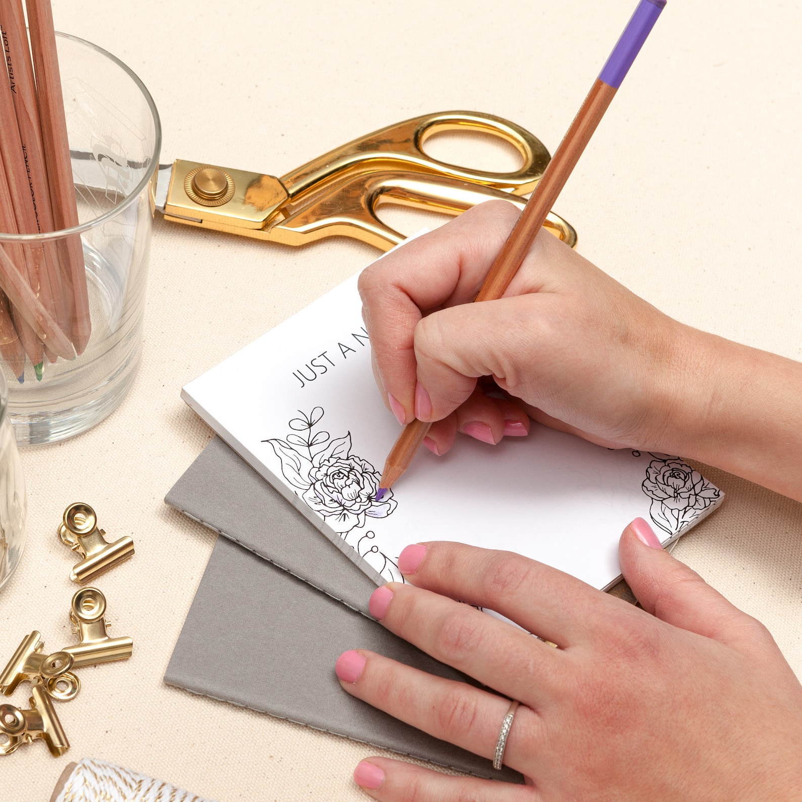 Coloring Notepad, Coloring Book, Coloring Gift, Stationery Gift, Floral ...