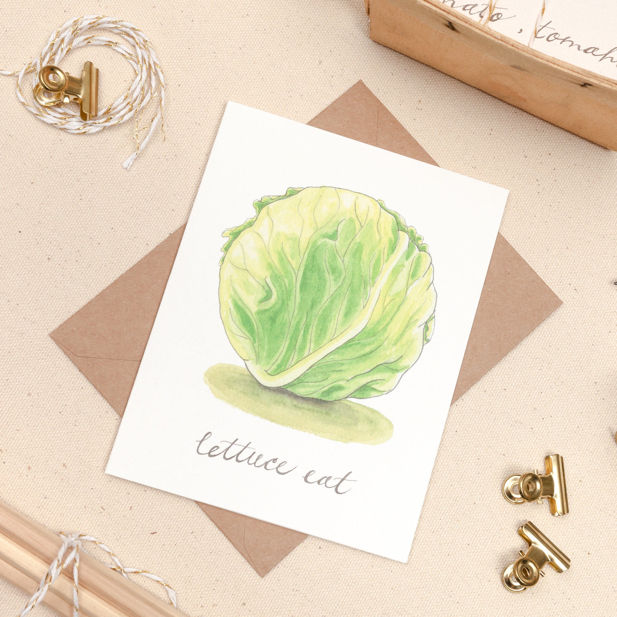 Lettuce Eat, Food Pun Card, Veggie Pun, Foodie Pun Greeting Card ...