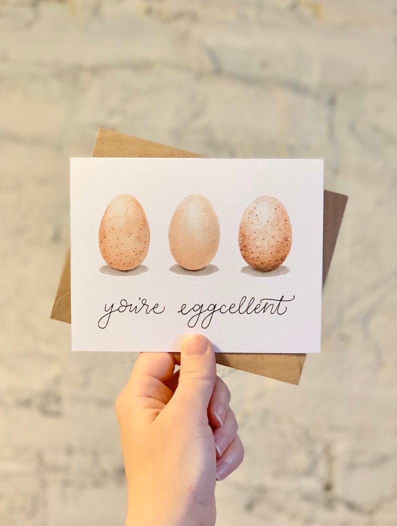 Eggcellent, Food Pun, Eggs Pun, Chickens, Chicken Mom, Thank You Card ...