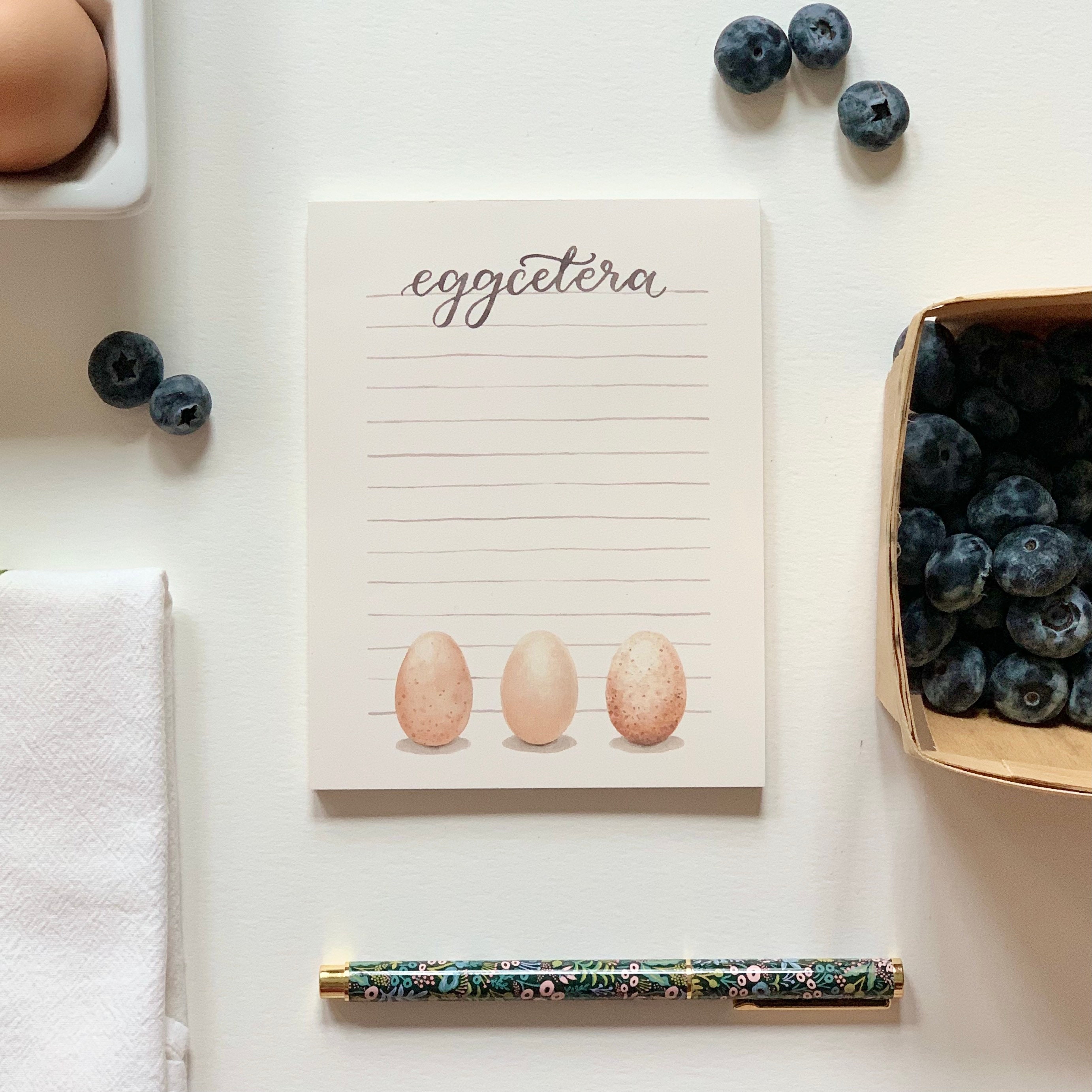 Eggcetera Grocery List Notepad, Brown Eggs Notepad, Egg Puns, Foodie ...