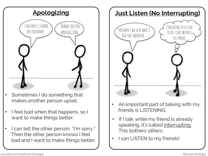 Social Skills Help Cards - Etsy